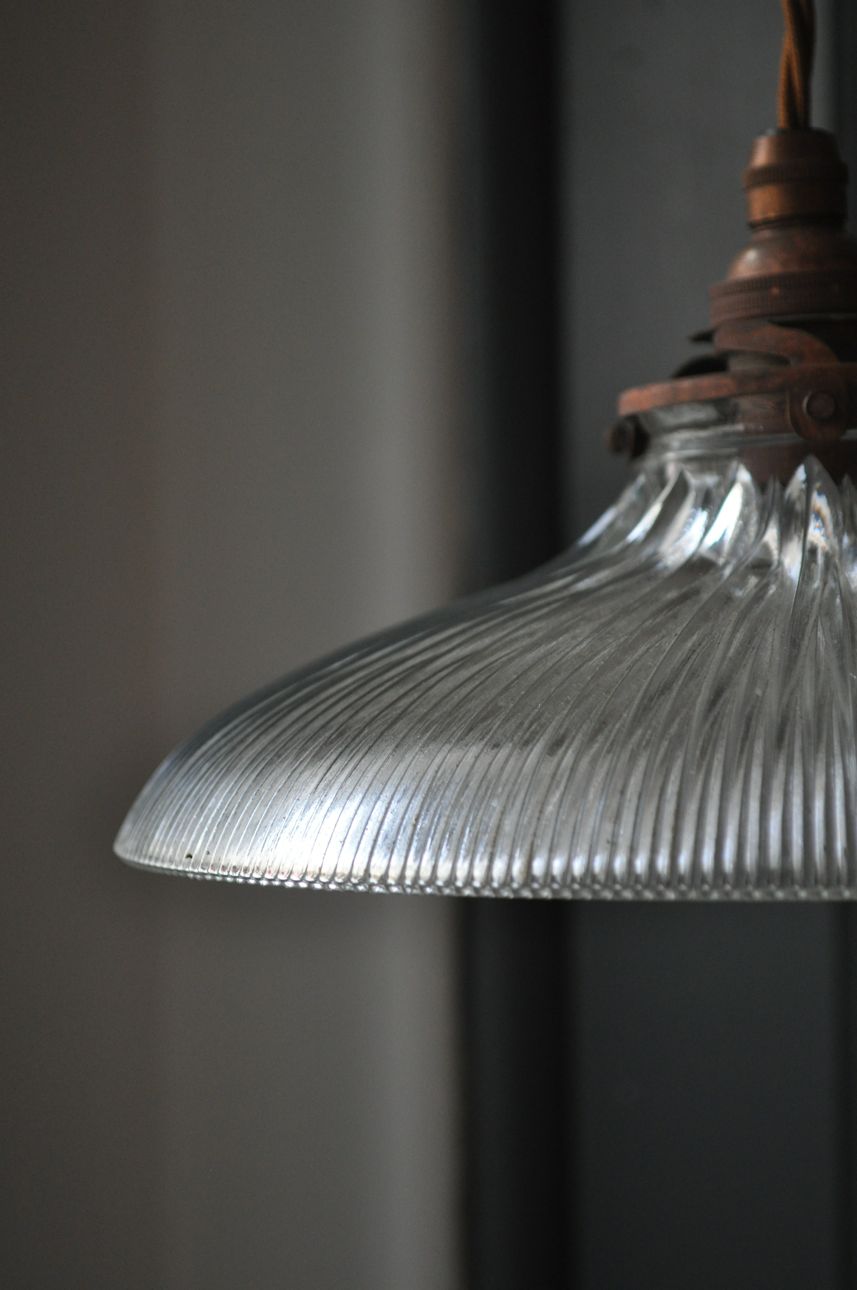 French ridged glass shade - B Southgate